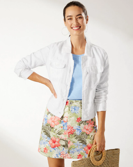 White Linen Classic Jean Jacket Style – Coral Cove NJ